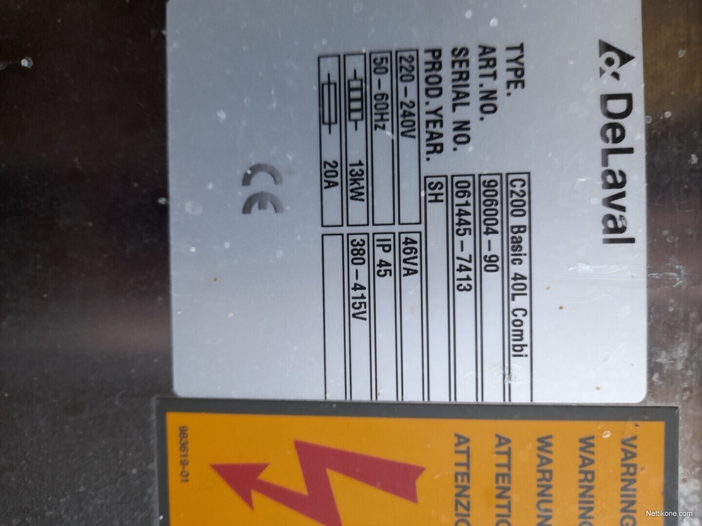 DeLaval C200 BASIC 40L COMBI livestock machinery, 1999 - Nettikone