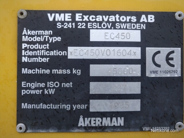Åkerman EC450 kaivinkone, 1995 - Nettikone